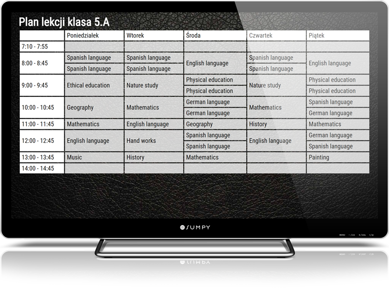 Harmonogramy, reklamy, pogoda, kursy walut, filmy na monitorach ...